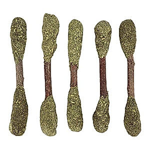 AYNEFY Hamster Chew Sticks,5Pcs Rabbit Chew Sticks Teeth Grinding Alfalfa Grass Ball Hamster Chew Toy for Rabbits Guinea Pig Chinchillas Hamster