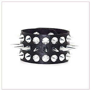 Nsitbbuery Punk Rivet Bracelet Spike Wide Leather Wristband Bracelet(ONESH)