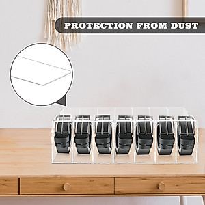 weddingwish Belt Organizer, Acrylic Belt Storage Organizer for Closet, 7 Compartments Clear Belt Holder with Dust Cover, Belt Display Case Hanger for Drawer Tie and Bow Tie