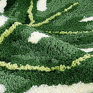 stitchworn Monstera Leaf Area Rug 3.3x2.2ft Tufted Washable Bath Mat Home Décor for Bedroom Bathroom Office Floor Plant Room