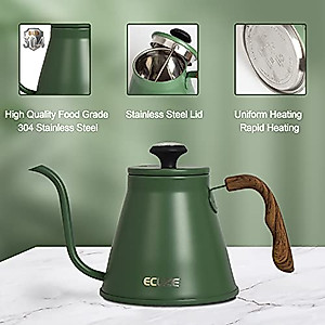 ECUZE Gooseneck Kettle With Thermometer for Stove Top, 40oz Coffee Kettle, Premium Food Grade Stainless Steel, Works On Stove And Any Heat Source, Pour Over Kettle for Tea and Coffee (blackish green)