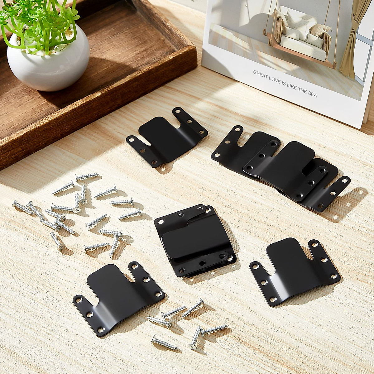 12 Pieces Universal Sectional Sofa Interlocking Metal Couch Connectors Furniture Sectional Connectors Sectional Couch Clips Sofa Replacement Parts Sofa Connector Bracket with 72 Pieces Screws