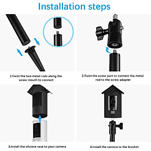 HOLACA Spike Pole Mount Ground Stake and Weatherproof Silicone Skin for Ring Stick Up Cam Battery HD Security Camera, Suitable for Stake into Soft Ground