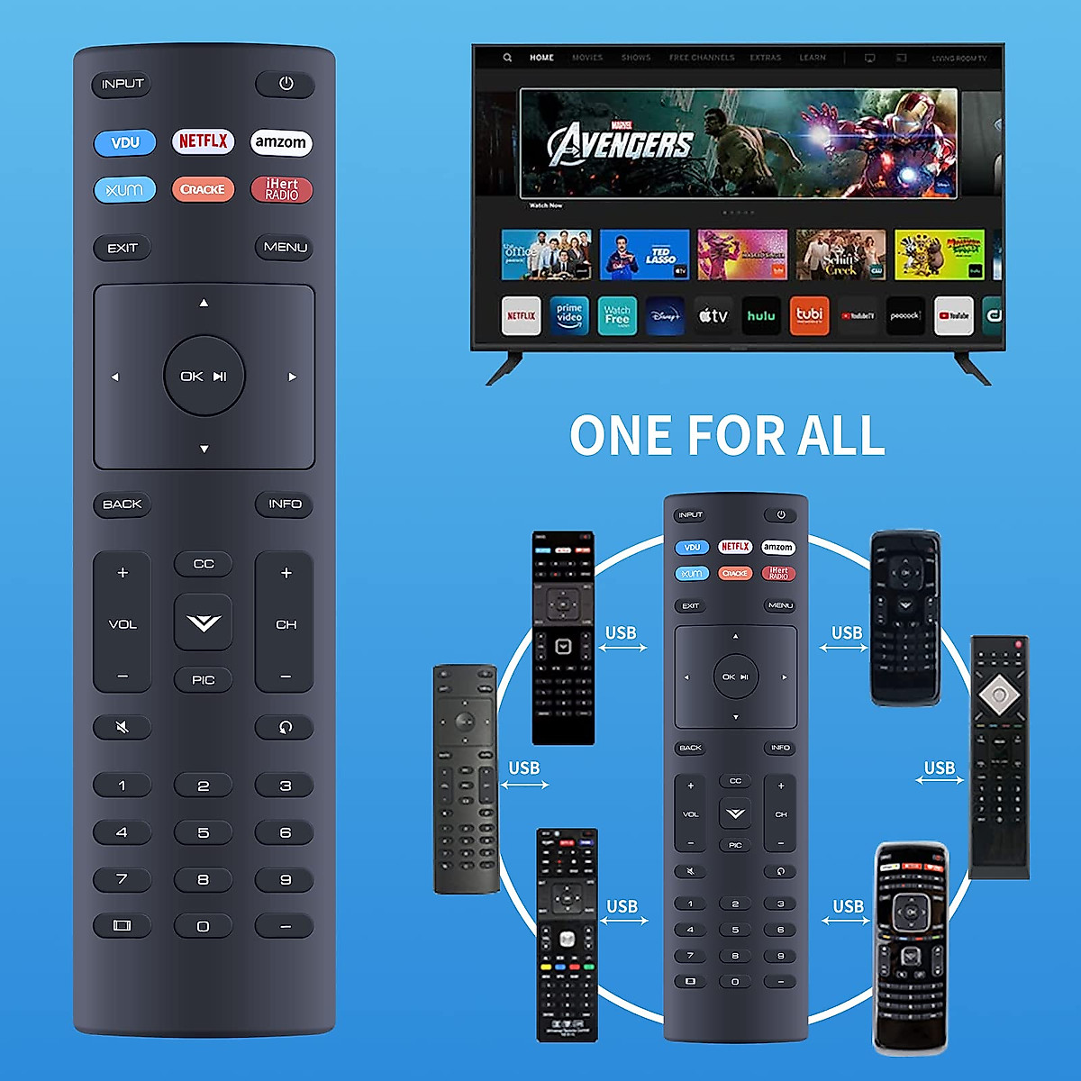 Universal Remote Controller for Vizio Smart TV，XRT136 Replacement Compaitble for All Vizio UHD LED LCD HD 4K HDR and More TVs(D-Series E-Series P-Series V-Series)