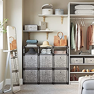 SONGMICS 9-Cube Drawer Organizer, Closet Organizer, Storage Unit, Bookcase, 32.9 x 11.8 x 31.2 Inches, for Bedroom, Living Room, Entryway, Heather Gray ULSN603G12