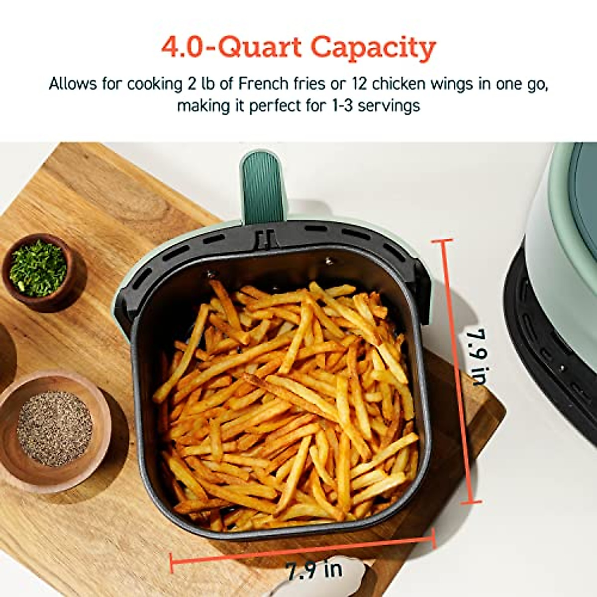 COSORI Air Fryer 4 Qt, 7 Cooking Functions Airfryer, 150+ Recipes on Free App, 97% less fat Freidora de Aire, Dishwasher-safe, Designed for 1-3 People, Lite 4.0-Quart Smart Air Fryer, Sage Green