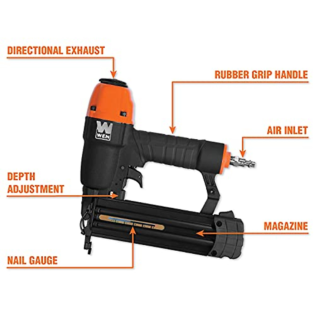 WEN 61723K 18-Gauge 3/8-Inch to 2-Inch Brad Nailer with Carrying Case and 2000 Nails