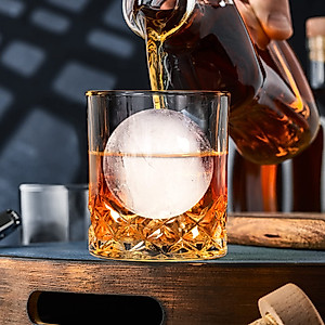 12 Pcs Rocks Glasses Old Fashioned Whiskey Glasses 10 Oz Crystal Rock Glasses Set with 4 Pcs Ice Ball Molds Cocktail Glasses for Whiskey Bourbon Vodka Cocktail Drink Gift for Men Women Home Bar