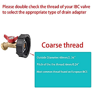 Wantmatch 275-330 Gallon IBC Tote Tank Adapter, S60 x 6 Coarse Thread + Garden Hose Valve faucet,3/4" GHT Garden Hose Connection to IBC Tote
