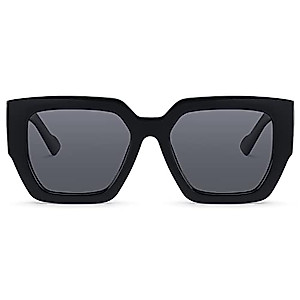 Oversized Square Polarized Sunglasses for Women Trendy Classic Retro Large Frame Black Sunglasses Ladies Shades UV400 Protection