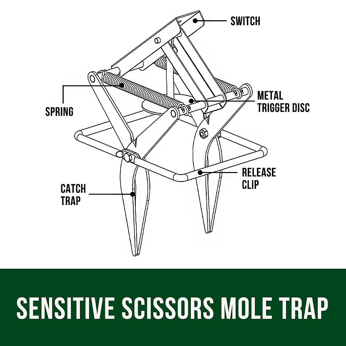 Garsum Mole Traps That Kill, EasySet Eliminator Black Scissor Traps, Vole Trap for Lawns, Reusable Quick & Clean Kill, Black_1 Mole Trap