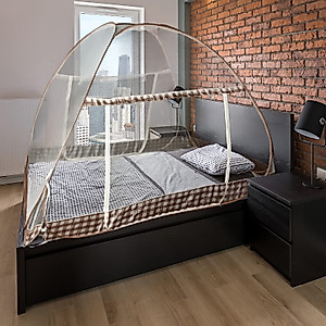 Portable Travel Folding Net with Bottom, Bed Canopy, Breathable Crib for Children Baby Toddlers Kids Reading Playing (Light Brown,200 x 180 x 150 cm)