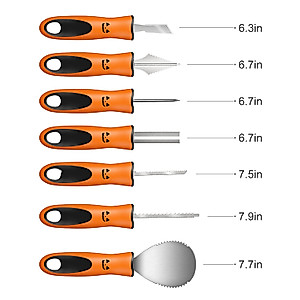 Henscoqi Pumpkin Carving Kit 7 Packs Carving Tools Set, Pumpkin Carving Set Jack Lantern Sculpting Set with Heavy Duty Stainless Steel Durable Handle, Halloween Decoration Set with Storage Skull Cup