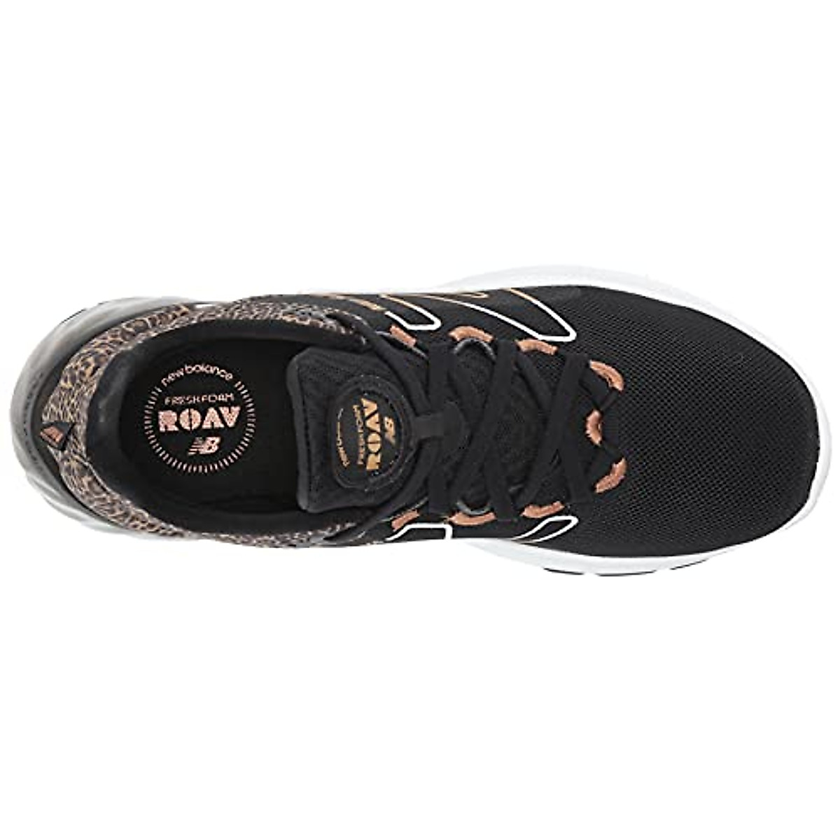 New Balance Women's Fresh Foam Roav V2 Sneaker, Black/White/Copper Metallic, 8