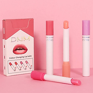 BINGBRUSH 4Pcs Color Changing Lipstick,Smoke Pipe PH Mood Long Lasting Labiales Lip Care Moisturizer Lip Balm Korean Magic Lip Gloss Tinted Stain Makeup Set for Women