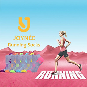JOYNÉE Women's Ankle Athletic Running Socks Performance Cushioned Low Cut Sports Socks with Heel Tab 6 Pairs,Sock Size 9-11,Grey