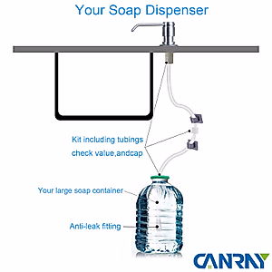 Sink Soap Dispenser Extension Tube Kit (40 Inch) with Check Valve for Kitchen - Never Fill The Little Bottle Again White
