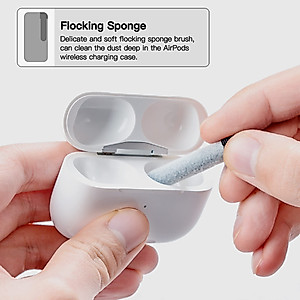 PZOZ Cell Phone Cleaning Kit for AirPods Pro/Pro 2nd/iPhone, 3 in 1 Cleaner Tool Accessories fit for Headphone, iPad Jack Lens, Charger Port Hole Plug, Speaker, Earbuds, Samsung Earphones (White)