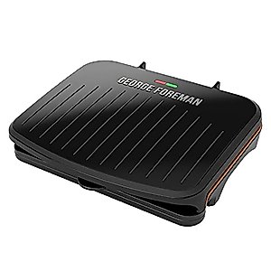 George Foreman 5-Serving Classic Plate Electric Indoor Grill and Panini Press, Space Saving Design, Black