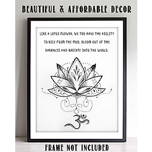 TJ Originals Like a Lotus Flower Quote - Spiritual and Boho Wall Decor - Namaste Zen and Meditation Aesthetic Room Decor - Unframed 11x14 Wall Art Print for Living Room or Yoga Studio
