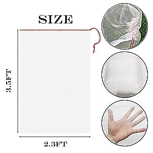 4 Pack Garden Neting Plant Insect Bird Barrier Mesh with Drawstring 3.5Ftx2.3Ft Mesh Plant Covers Freeze Protection Tomato Barrier Bag for Garden Flower Blueberry Vegetables Fruits Bird Eating