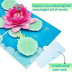 Sharonlily Dragonfly and Lotus Pop Up Card, 3D Water Lily Card, Birthday, Thank You, Congratulation, All Occasion