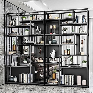 DESONIX Bookshelf Independent Bookshelf Nordic Wrought Iron Bookshelf Shelf Living Room Floor-to-Ceiling Bookcase Multi-Layer Creative Shelf Bookcase Floor Standing Bookcase
