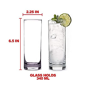 LEMONSODA Premium Highball Glass Set - Elegant Tom Collins Glasses Set of 6-12oz Tall Drinking Water Glasses - Bar Glassware for Mojito, Whiskey, Cocktail - Crystal High Ball Glass Drink Tumblers