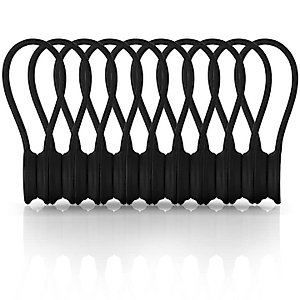 Kamemc Black Magnetic Cable Ties 10-Pack, Silicone Cord Twist Ties Magnet Strap for Charging Wire Organizer, Earphone Cords Wrap, Fridge Magnets, Storage Or Travel