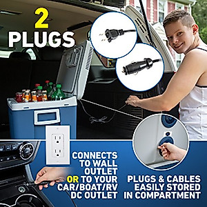 K-box Electric Cooler and Warmer with Wheels for Car and Home - 48 Quart (45 Liter) - 6 FT. EXTRA Long Cables Dual 110V AC House and 12V DC Vehicle Plugs (Blue)