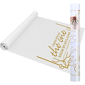 HEALON Wedding Aisle Runner White Aisle Runner Rug with Pull String for Wedding Ceremony and Party 50 x 3 ft Golden