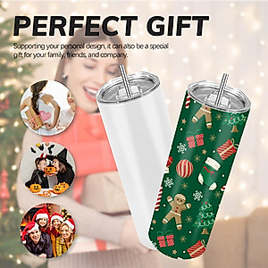 D·S 12 Pack Sublimation Tumblers 20 oz Bulk Skinny Straight Flat Bottom Blank Tumbler Cups with Individual Gift Boxed for Heat Transfer DIY Craft