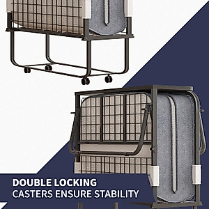 ijuicy Folding Bed,75" x 38" Rollaway Bed with 5" Upgraded Thickness Mattress for Adults,High Rebound Foam Filling,Folding Bed with Storage Cover,Steel Frame w/4 Movable and Lockable Wheels,Headboard