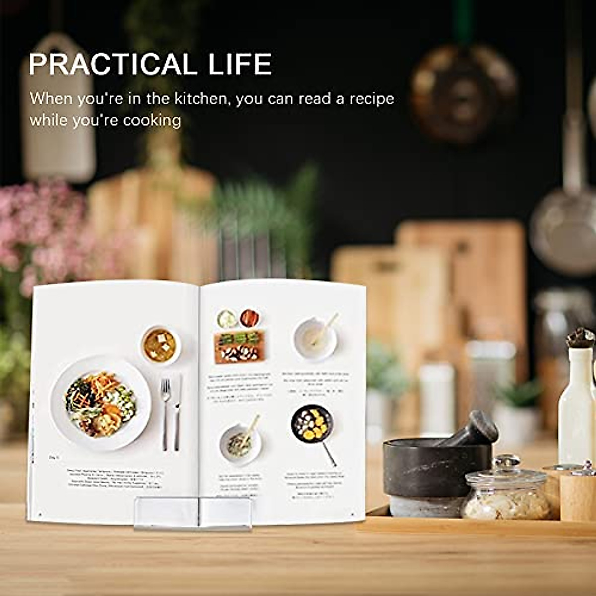 Jsdoin 6 Pack Display Stand with Ledge, Clear Acrylic Book Stand Picture Holder Tablet Holder for Displaying Pictures, Books, Music Sheets, Notebooks, Artworks, Cds etc (Large)