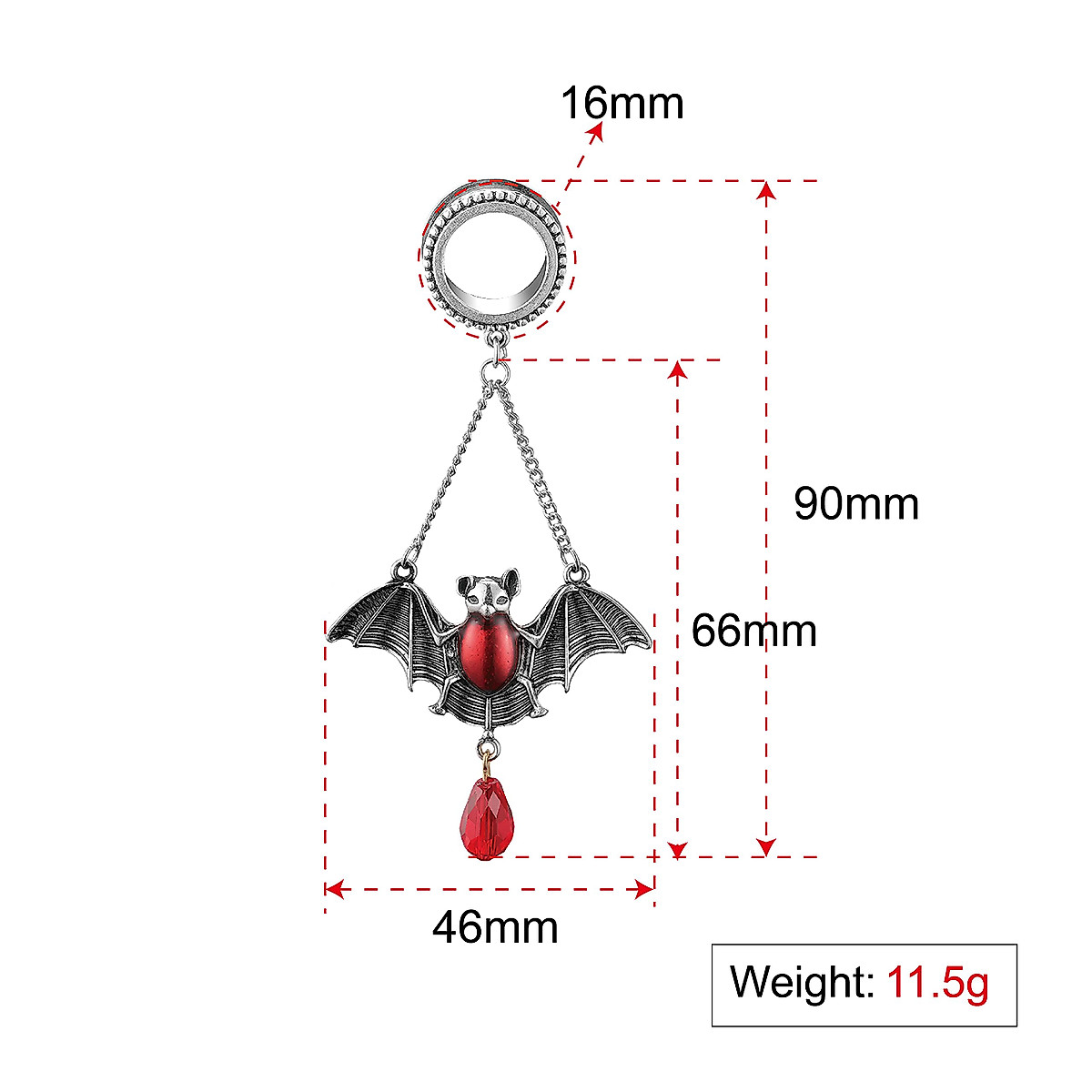 TBOSEN 6PCS Set Stainless Steel Retro Large Dangle Bridal Ear Gauges Tunnels Plug Stretching Tapers Screw Fit Tunnels 2g-1" in 6mm-25mm(00g)