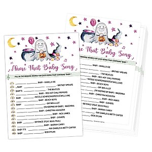 Halloween Name That Baby Song Baby Shower Game, 30 Players Baby Shower Game Cards for Baby Shower, Gender Reveal Party, Halloween Party Games Favors Decorations Supplies-LO17