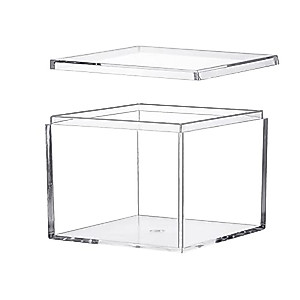 Dayaanee Clear Acrylic Box with Lid, 2 Pack Plastic Square Cube Containers Storage Box 6.7x3.9x5.3Inch/170X10X135mm for Candy Pill and Tiny Jewelry