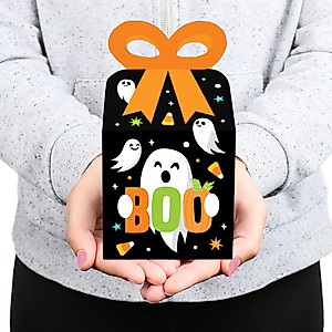 Big Dot of Happiness You've Been Booed - Square Favor Gift Boxes - Ghost Halloween Party Bow Boxes - Set of 12