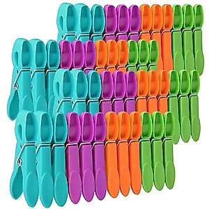 48 PCS Colored Plastic Clothespins,Clothes Pins Heavy Duty Outdoor,Towel Clips Clothes Pins with Springs Non Slip for Hanging Clothes,Outdoor,Clothesline Crafts Picture Clips Food Package Clips