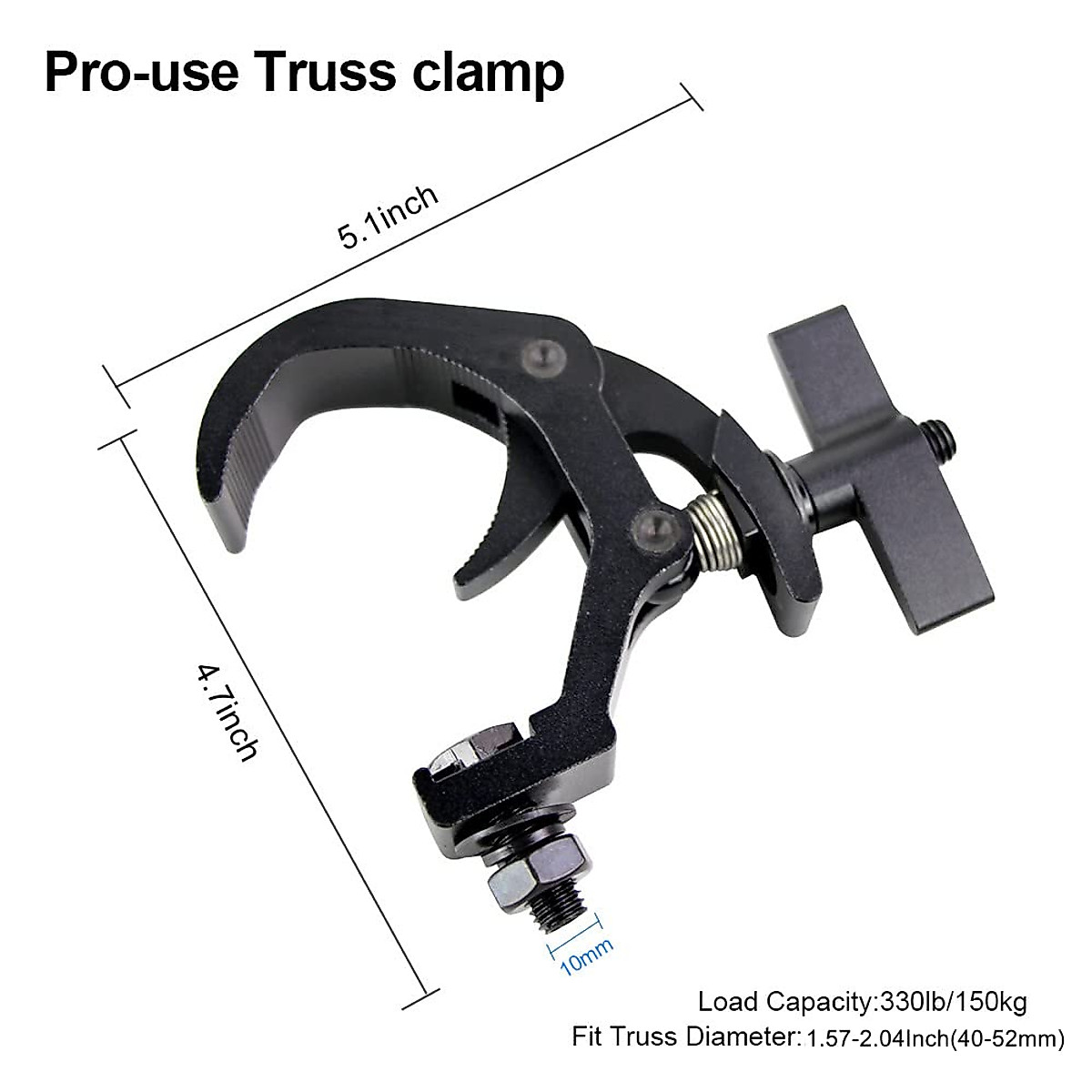 V-Show DJ Light Truss Clamps - C Clamp Mounting Truss Bracket Hook Clamp, Heavy Duty 330lb Aluminum Alloy Truss Clamp for DJ Par Light Fits 1.57-2.04 Inch Truss (4 Pack)