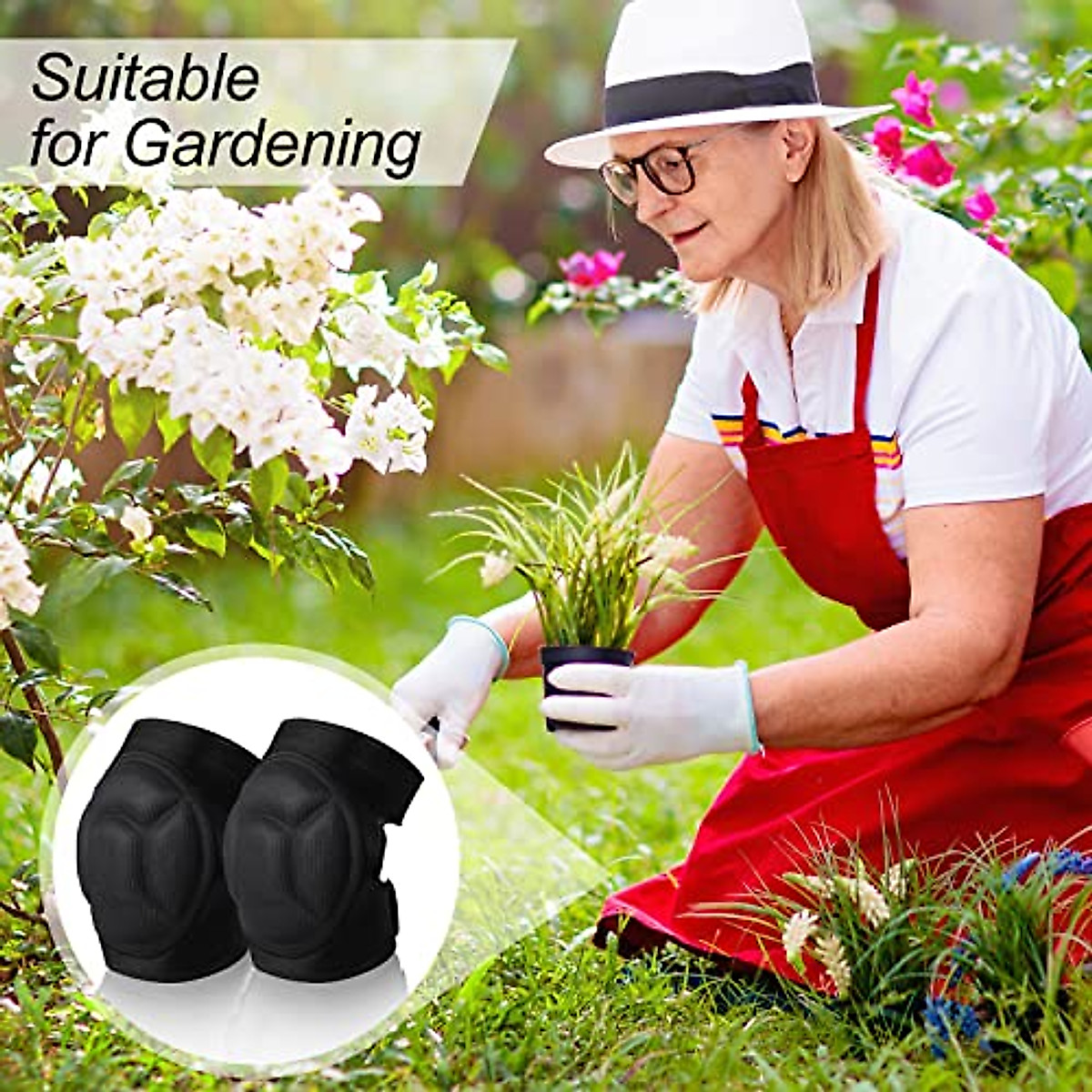 Berlune 2 Pairs Knee Pads for Gardening Cleaning Knee Pads Knee Pads for Men Construction Work Kneepads with Thick Foam, Anti Slip Collision Avoidance Kneepads for Garden Construction Flooring