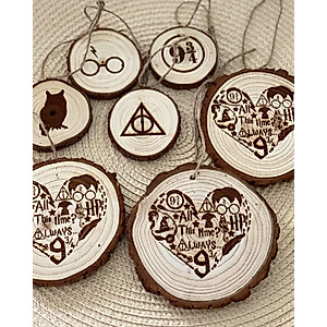 Natural Wood Slices 30 Pcs 3.5-4 Inches Craft Unfinished Wood Kit Predrilled Wooden Rounds with Bark, Wood Circles with Hole, Wood Slices for Crafts Ideal for DIY Projects, Christmas Ornaments