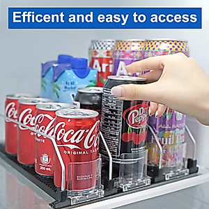 BUDO Drink Dispenser for Fridge, Soda Can Self-Pushing Organizer, Adjustable Width Beer Pop Water Bottle Storage for Refrigerator Kitchen Pantry (15inch, 5 Rows)