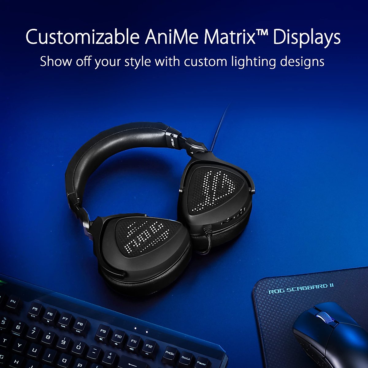 ASUS ROG Delta S Animate Gaming Headset | Customizable AniMe Matrix LED Display, AI Noise-Canceling Mic, Hi-Res ESS 9281 Quad DAC, Lightweight, USB-C, For PC, Mac, PS5, Switch and Mobile Devices,Black