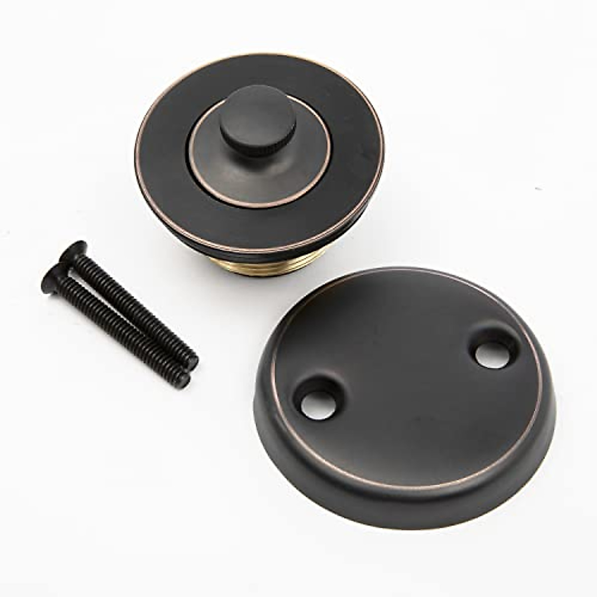 Oil-Rubbed Bronze Tub Drain Stopper Kit - Bathtub Drain, Bushing, Face Plate, and Conversion Kit with Three Screws Bathtub Drain Kit - All Brass Construction with Conversion Parts