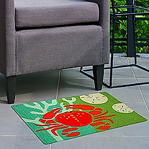 Coastal Red Crab with Coral Jellybean Accent Area Rug