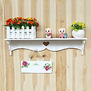 AUNMAS Wall Hook Rack White Carved Wall Hanging Hollow Shelf Coat Rack Hook for Home Decoration