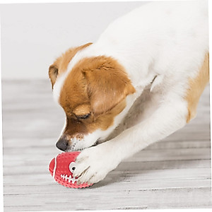 MERRYHAPY 3pcs Teething Ball Toys Teething Toy Squeaky Animal Chewing Toys Fetch Toys for Large Dogs Pet Chew Toys Balls for Dogs Rubber Balls Dog Balls Dog Sound Toy Emulsion Puppy