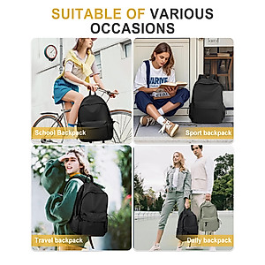 VECAVE School Backpack Black Waterproof Bookbag Casual Lightweight Travel Rucksack Daypack Backpacks for Men Women College High School Bags backpack For Boys Girls Teens