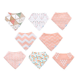 Pink Organic Cotton Baby Bandana Drool Bibs for Girls 8 Pack